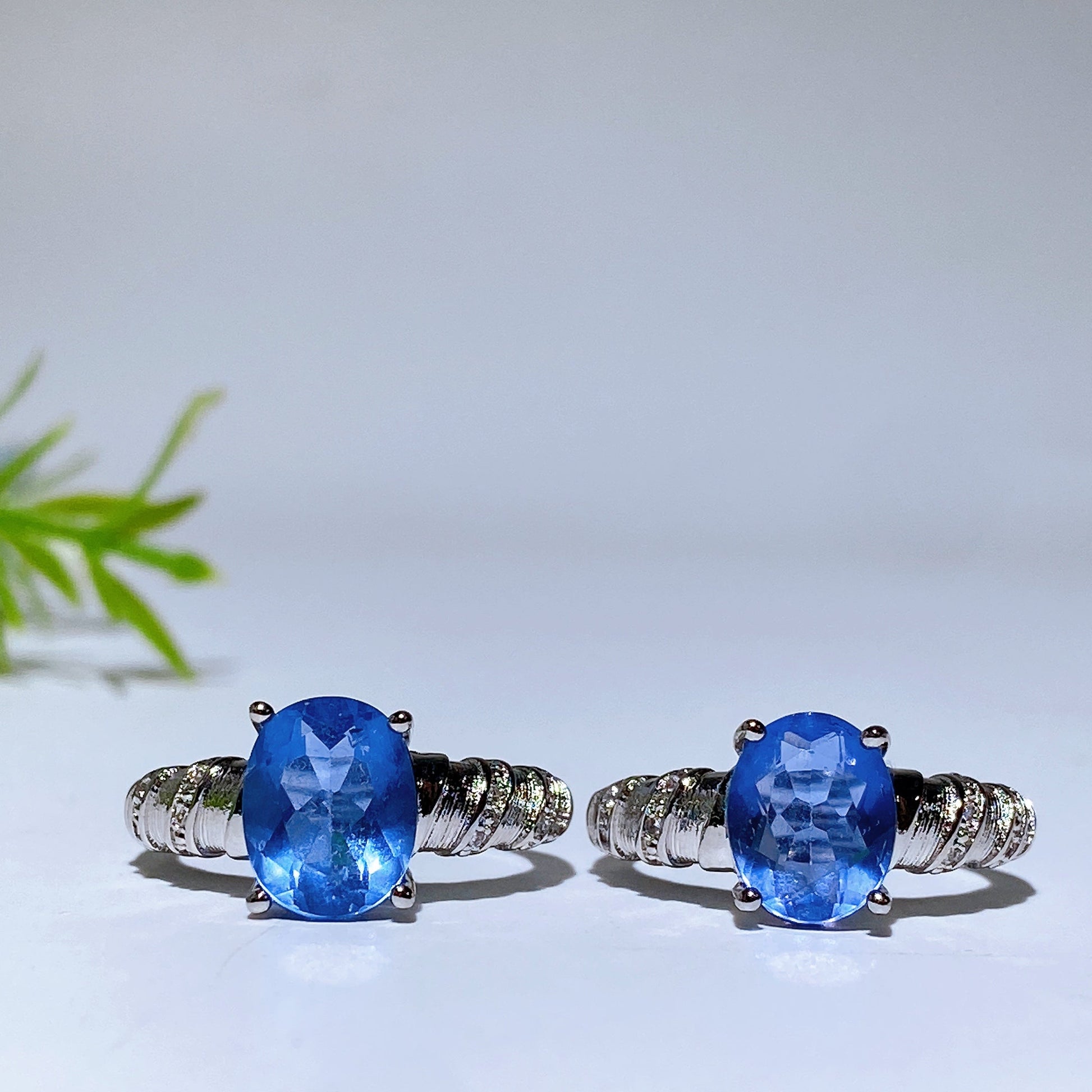 Cooper Silver Plated Blue Fluorite Ring Crystal Healing Bulk Wholesale ...