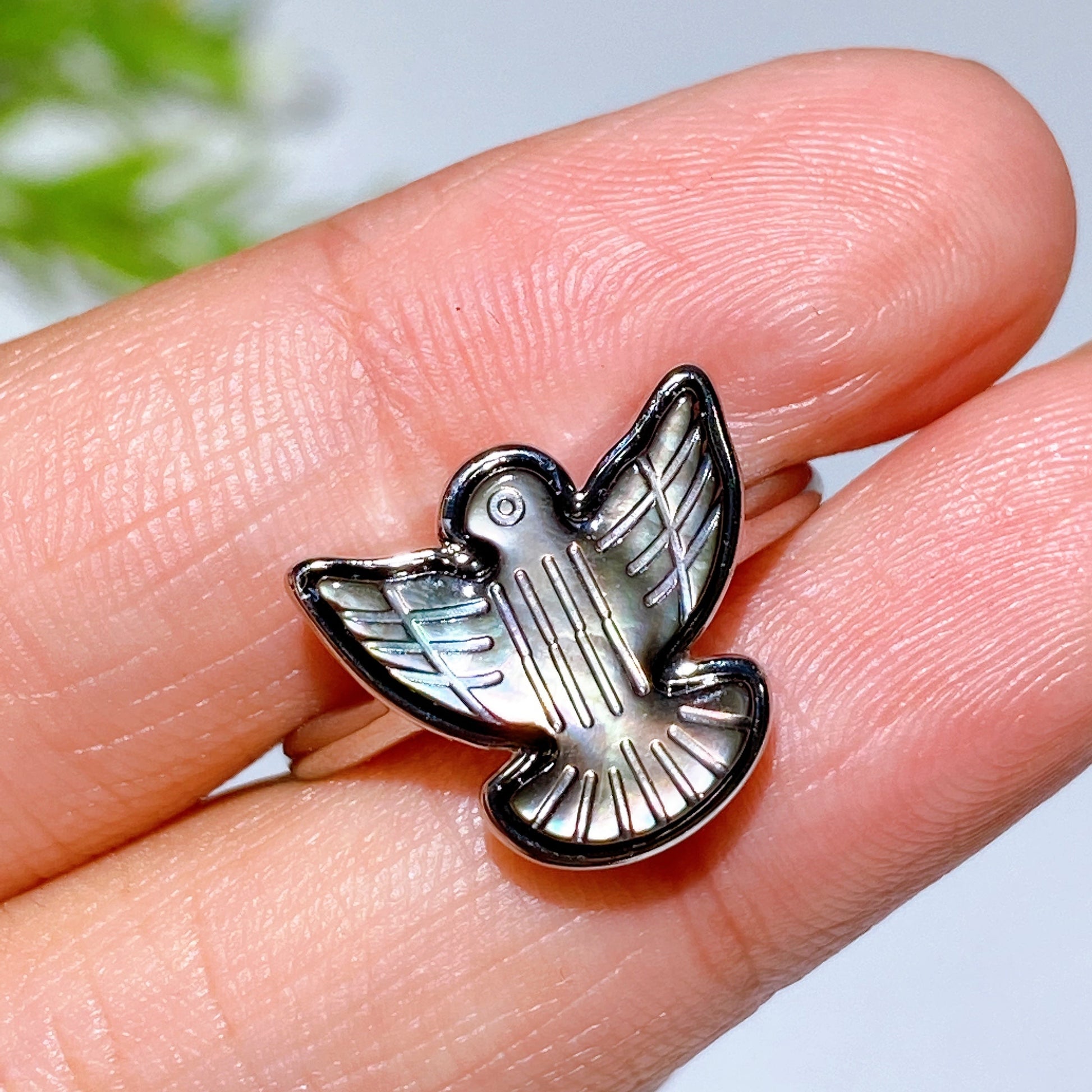 Cooper Silver Plated Rainbow Shell Eagle Ring Crystal Healing Bulk Wh ...