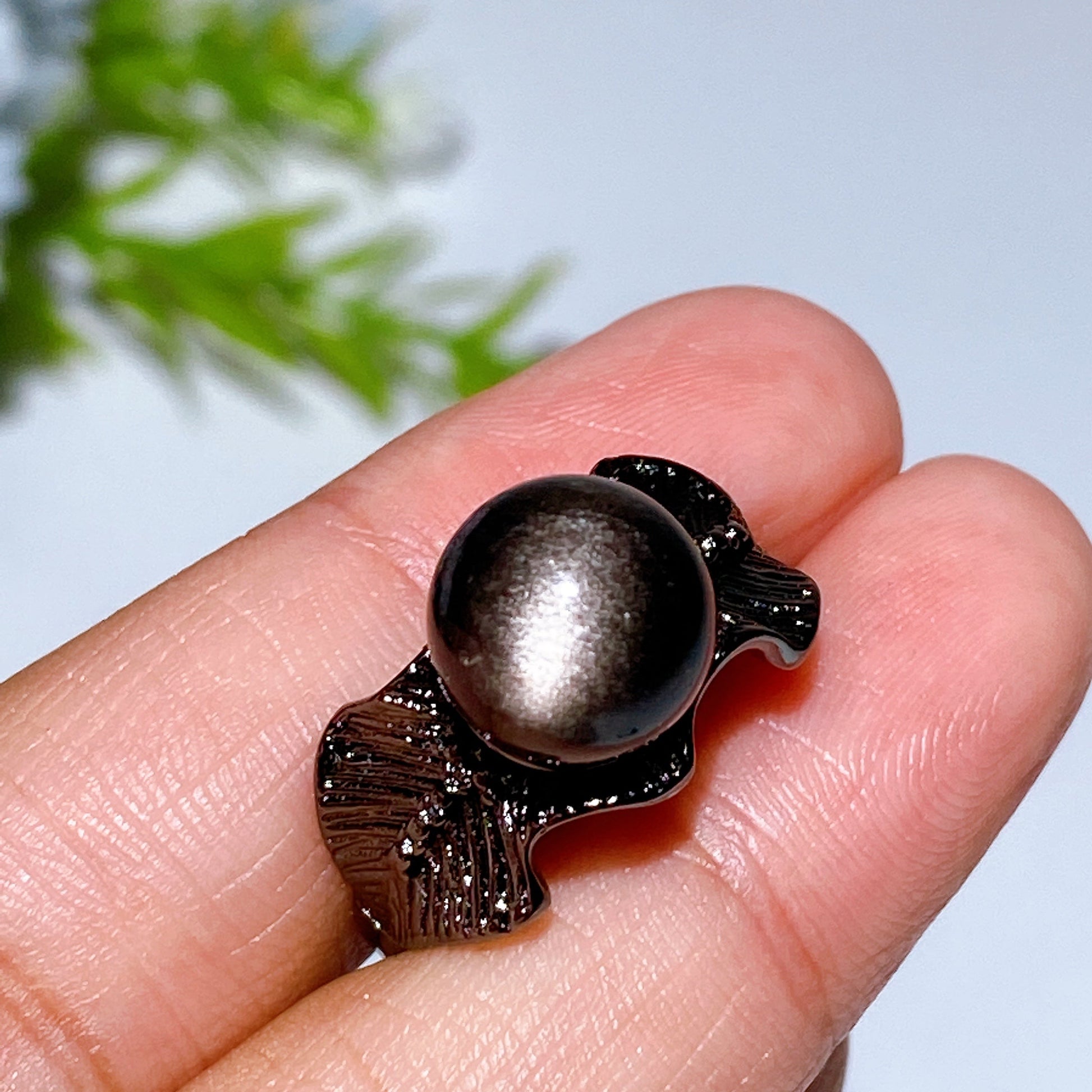 Cooper Silver Plated Silver Obsidian Ring Crystal Healing Bulk Wholes ...